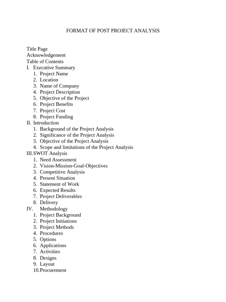 Format of Project Analysis | PDF