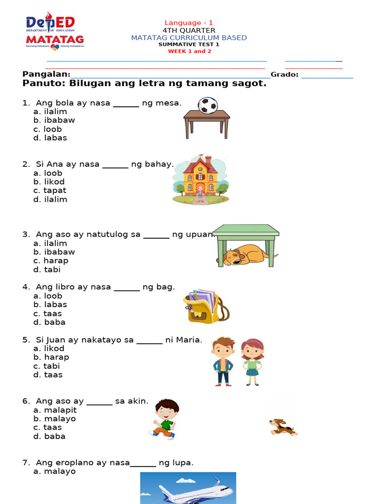 Language ST1 Q4 | PDF