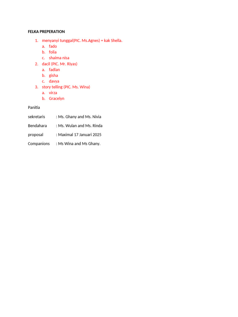 Felka Preperation | PDF