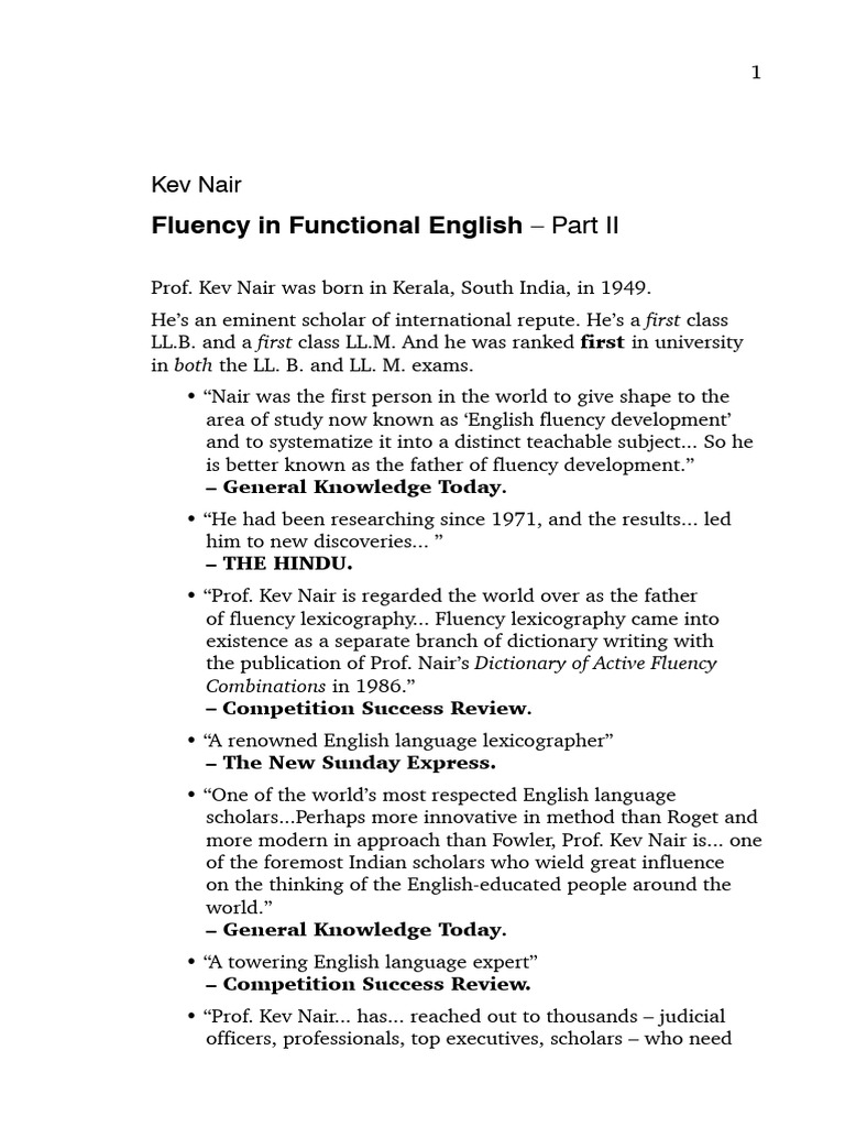 Fluentzy Book-14 Fluency in Functional English - Part II (Kev Nair) (Z-Library) | PDF ...