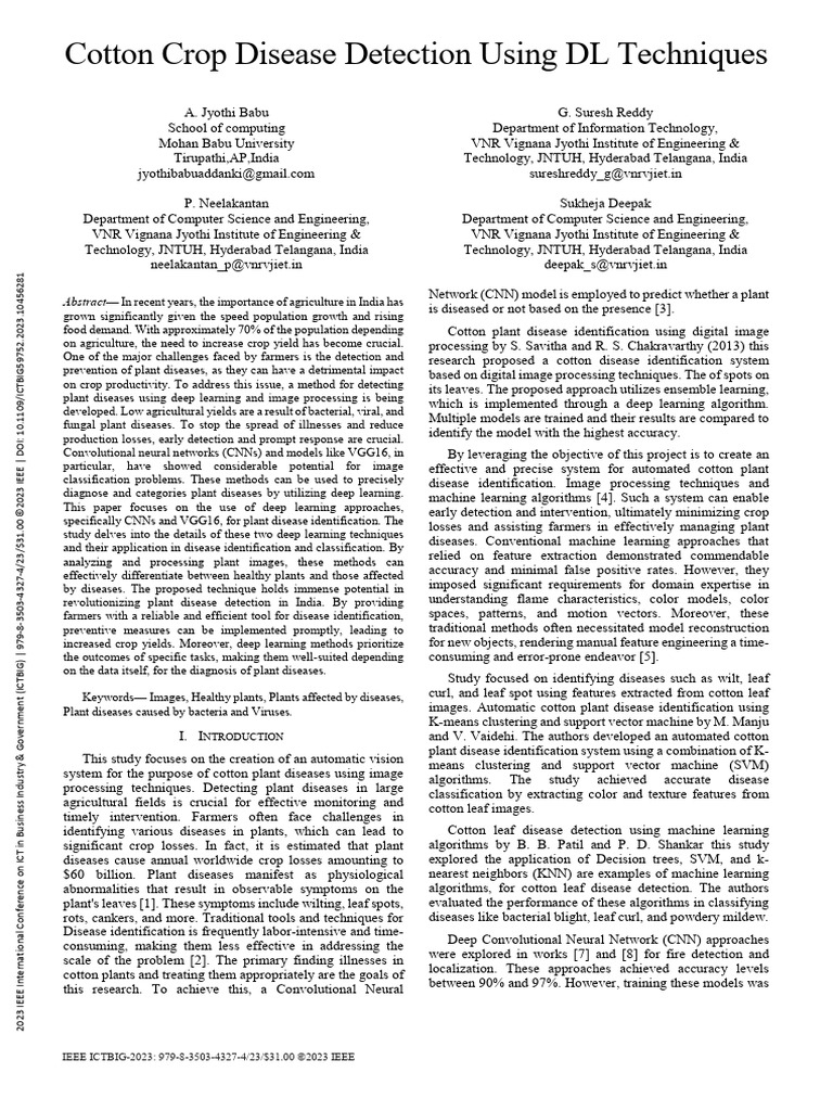 7. Cotton_Crop_Disease_Detection_Using_DL_Techniques | PDF | Support Vector Machine | Deep Learning
