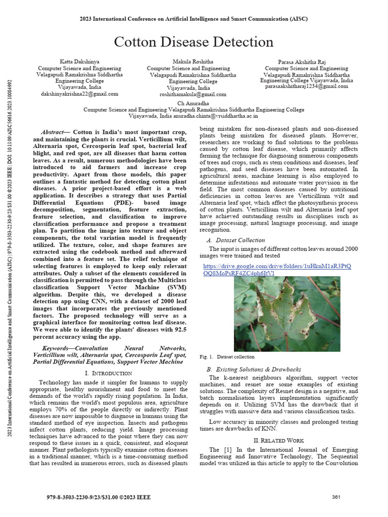 Cotton - Disease - Detection | PDF | Deep Learning | Machine Learning