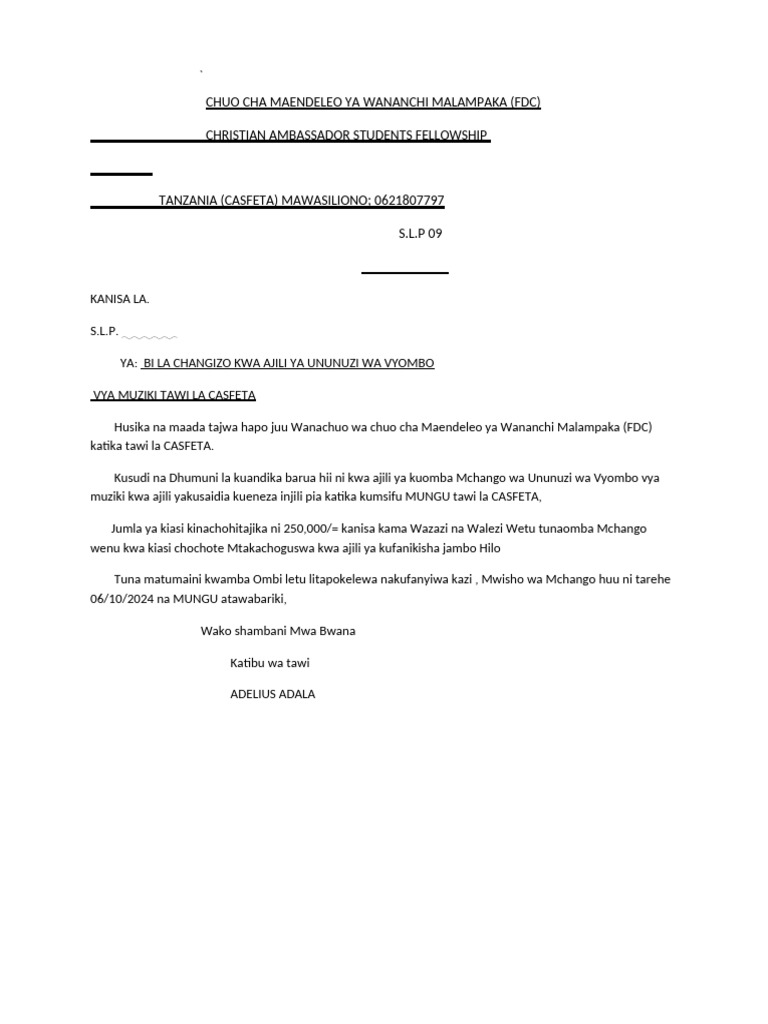 Casfeta Letter | PDF