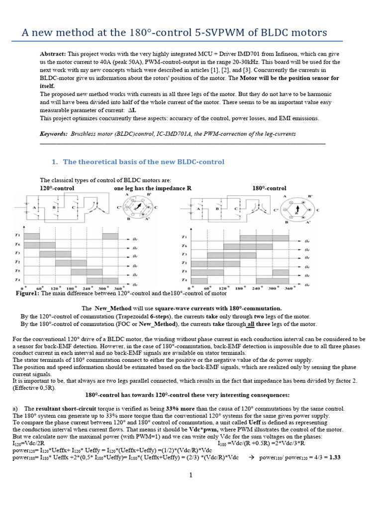 Anewmethodatthe180 Control5 SVPWMofBLDCmotors | PDF | Electric Motor | Electronics