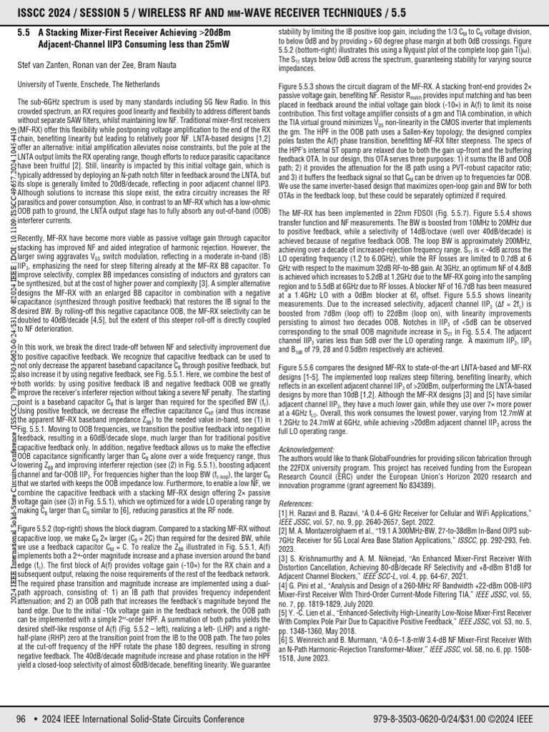 5.5 A Stacking Mixer-First Receiver Achieving Gt20dBm Adjacent-Channel ...