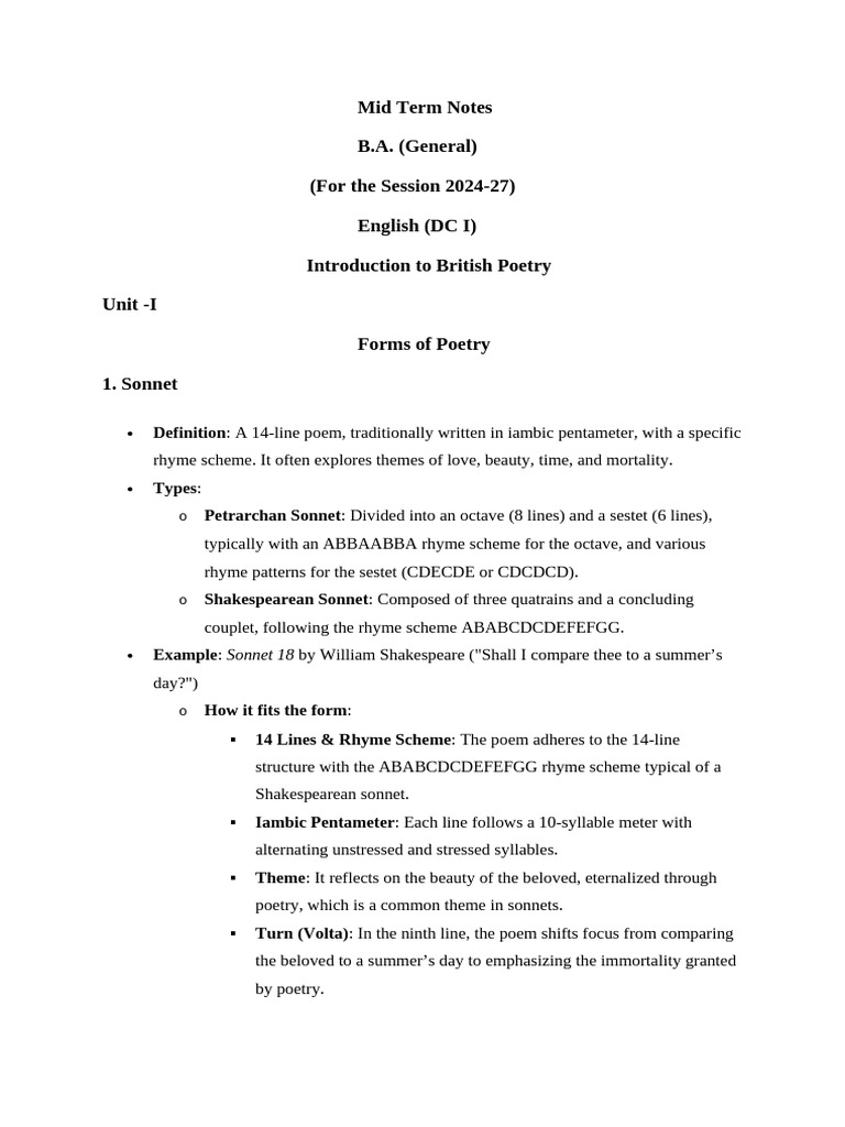 British Poetry Forms Overview | PDF | Poetry | Stanzaic Form