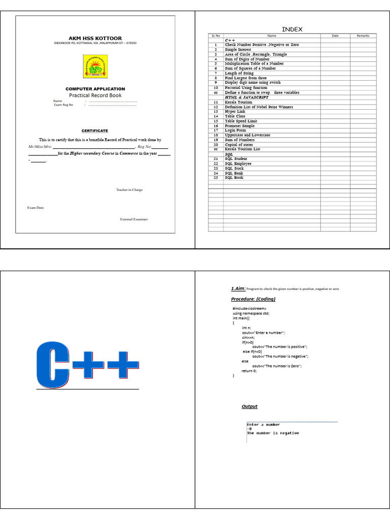 Hsslive Model Computer App Practical Record Book | PDF | Namespace