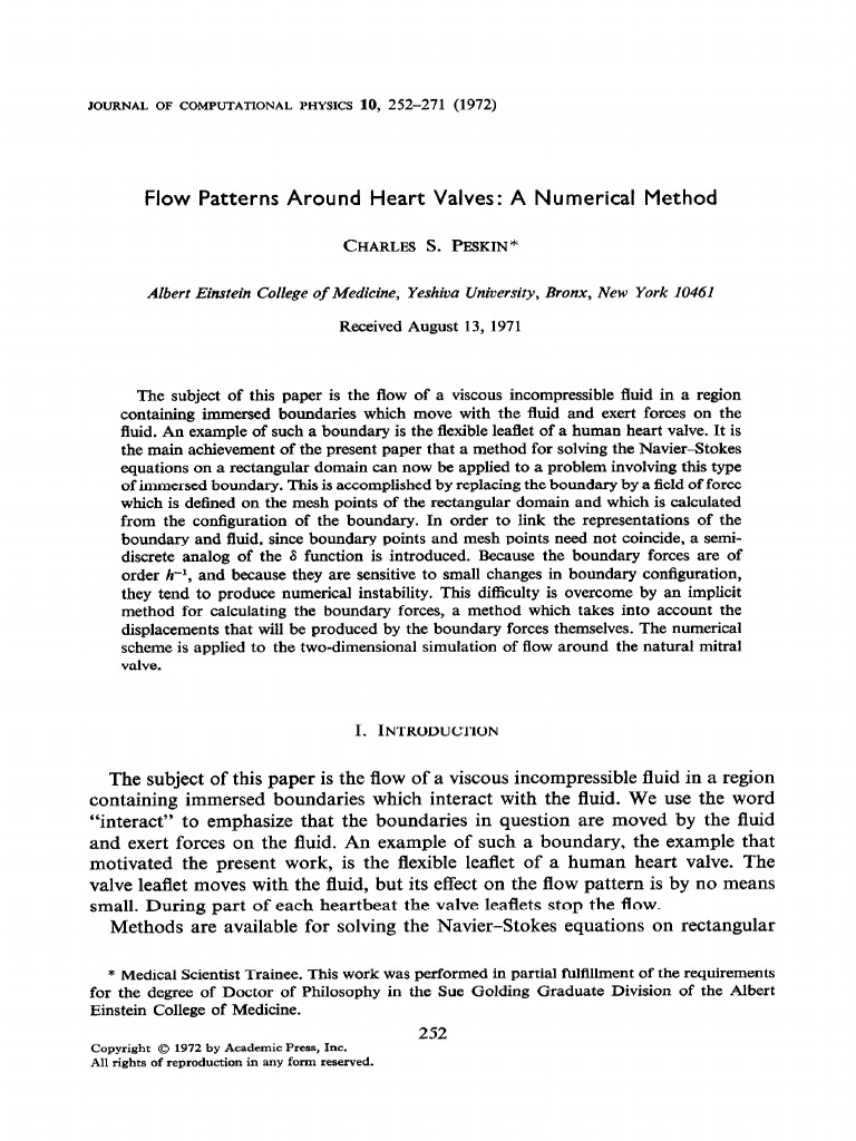 Flow Patterns Around Heart Valves A Numerical Method | PDF | Force ...
