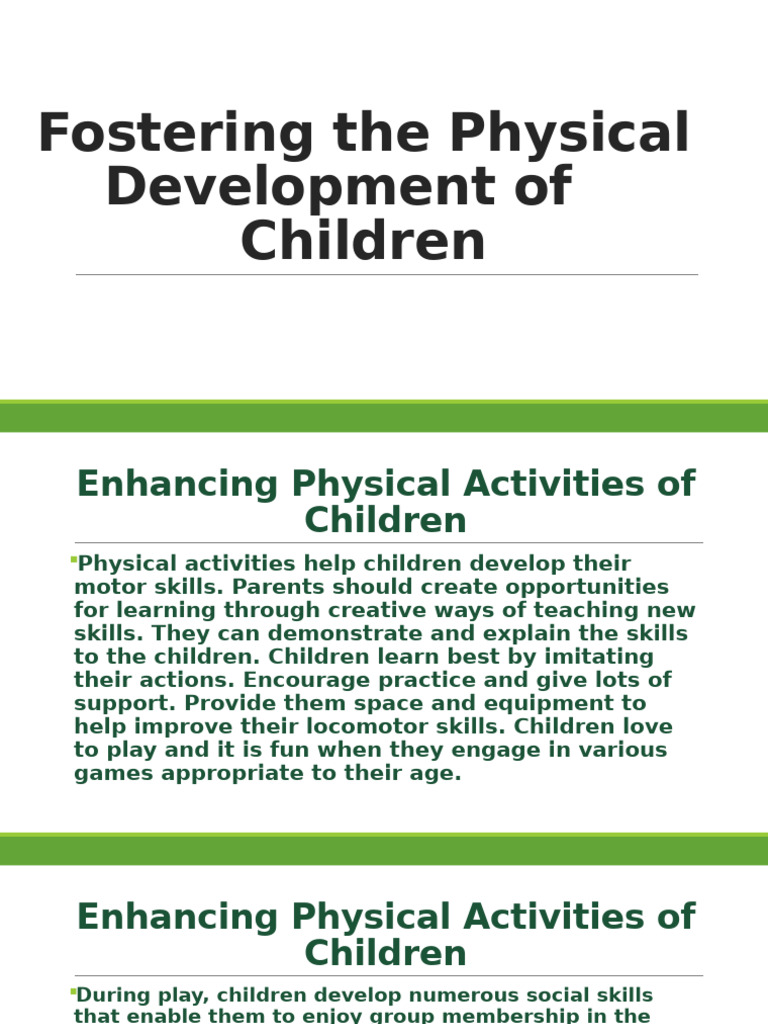 W1Q3S2 Fostering The Physical Development of | PDF | Behavioural ...