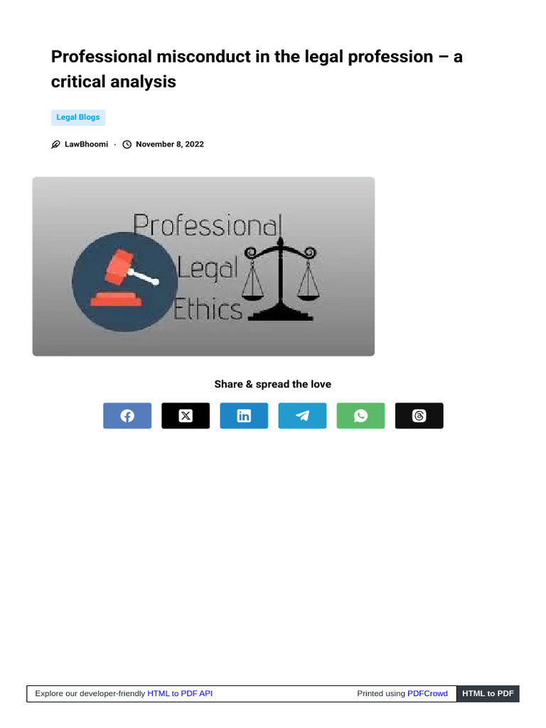 Lawbhoomi Com Professional Misconduct in The Legal Professio | PDF ...
