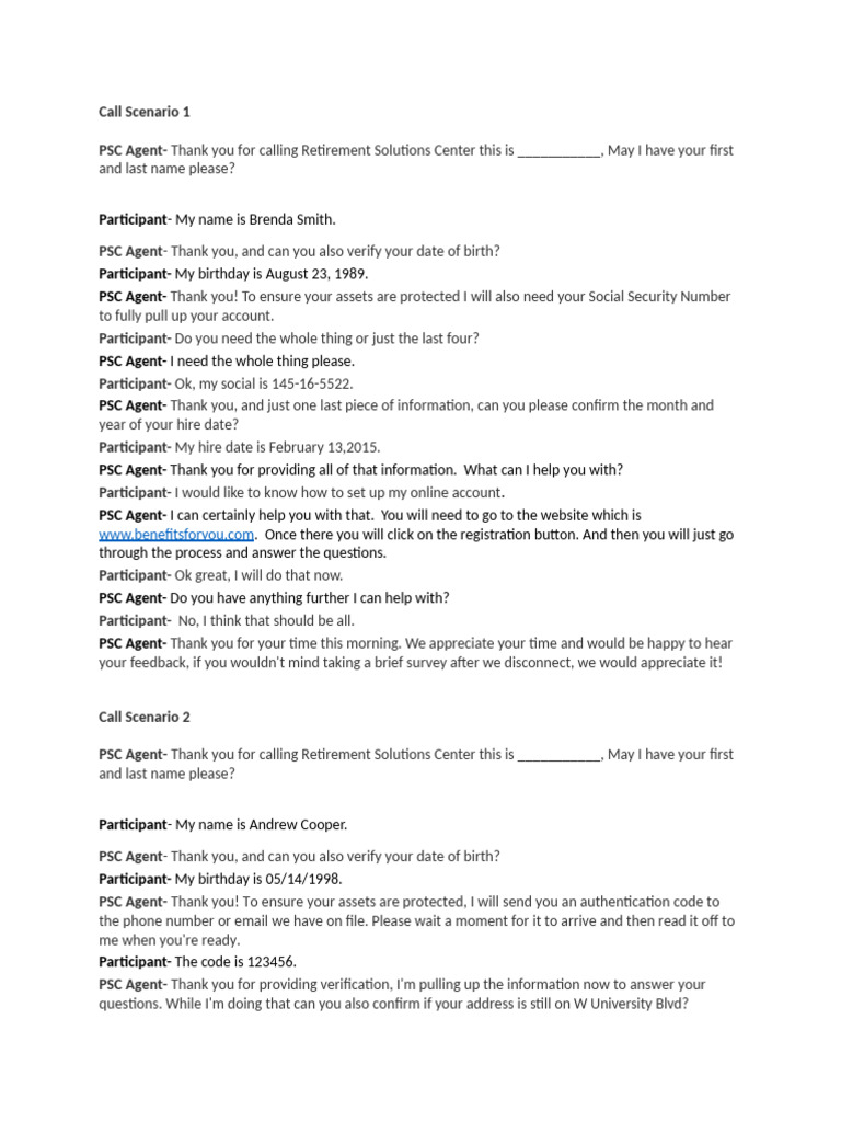 Retirement Mock Call Script | PDF