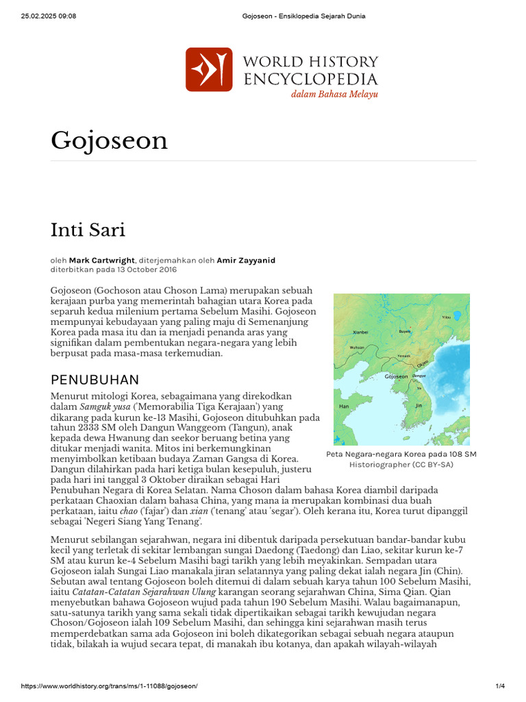 Gojoseon - Ensiklopedia Sejarah Dunia | PDF