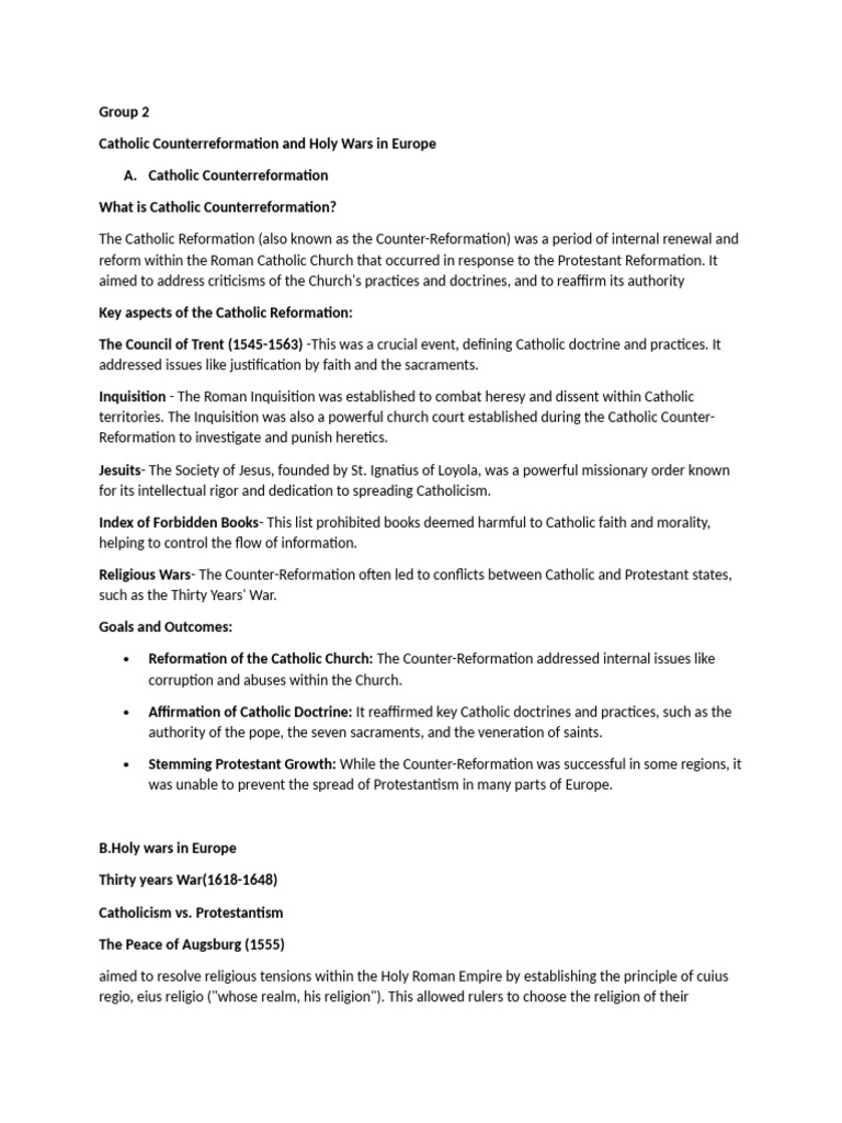 Catholic Counter-Reformation & Holy Wars | PDF | Counter Reformation