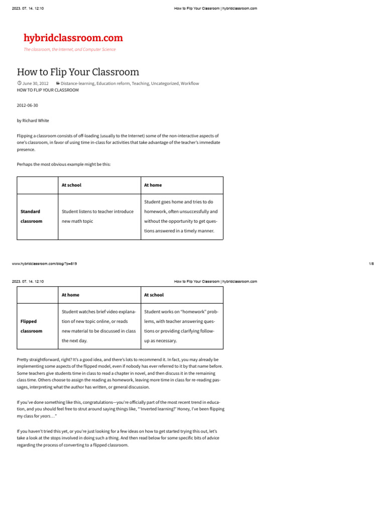 How To Flip Your Classroom | PDF | Homework | Classroom