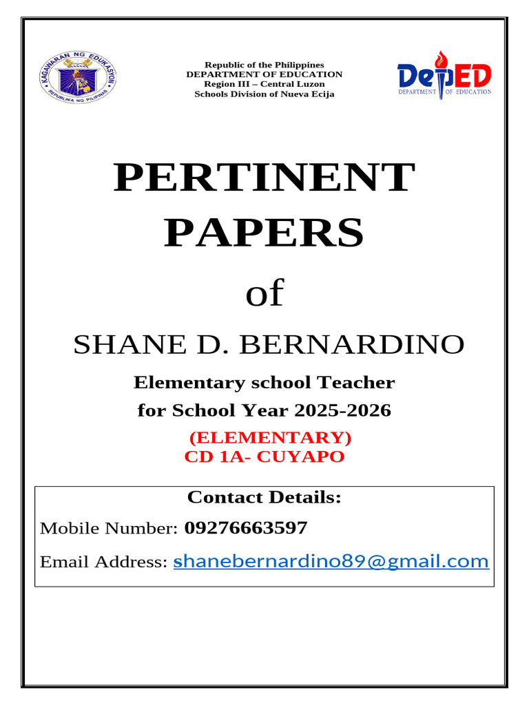 Pertinent Papers (Shane D.) | PDF