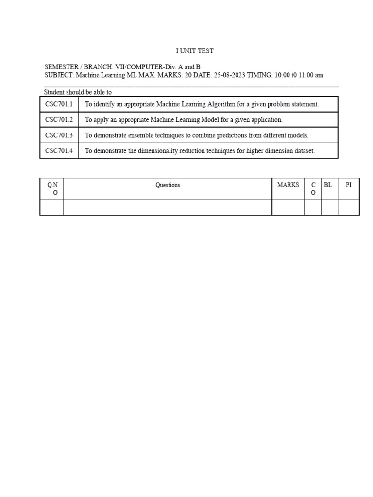 Model Answer Paper - UT1-QP-ML-SEM7-COMPUTER-2023-3024 Version2 | PDF | Linear Regression ...