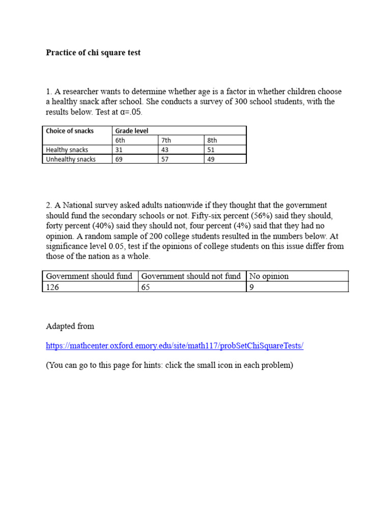 Chi Square Exercise.docx | PDF