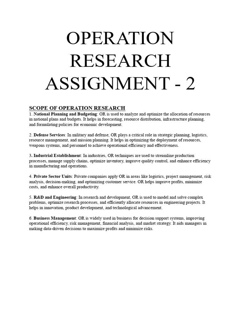 Operation Research Assignment | PDF