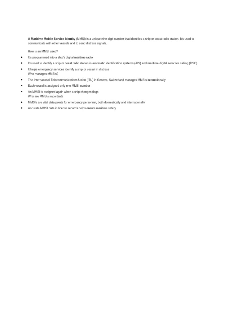 Understanding Maritime Mobile Service Identity (MMSI) | PDF
