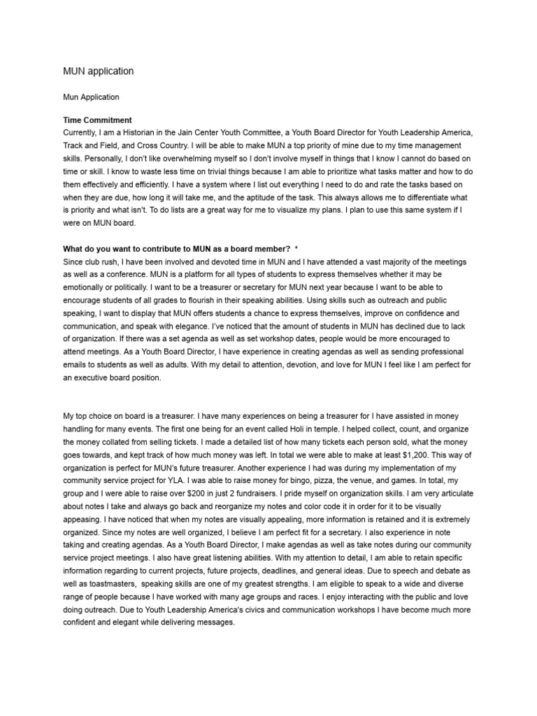 MUN and Speech Debate Application Insights | PDF | Leadership | Dentistry