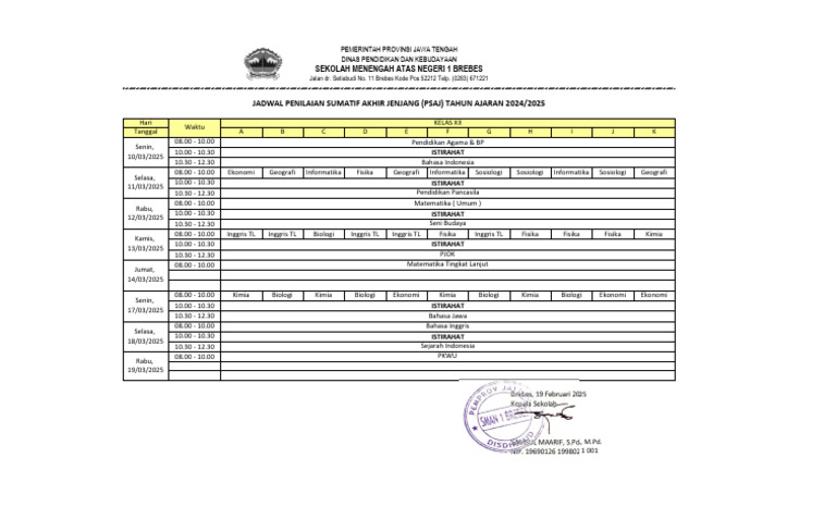 Jadwal PSAJ 2024-2025 | PDF