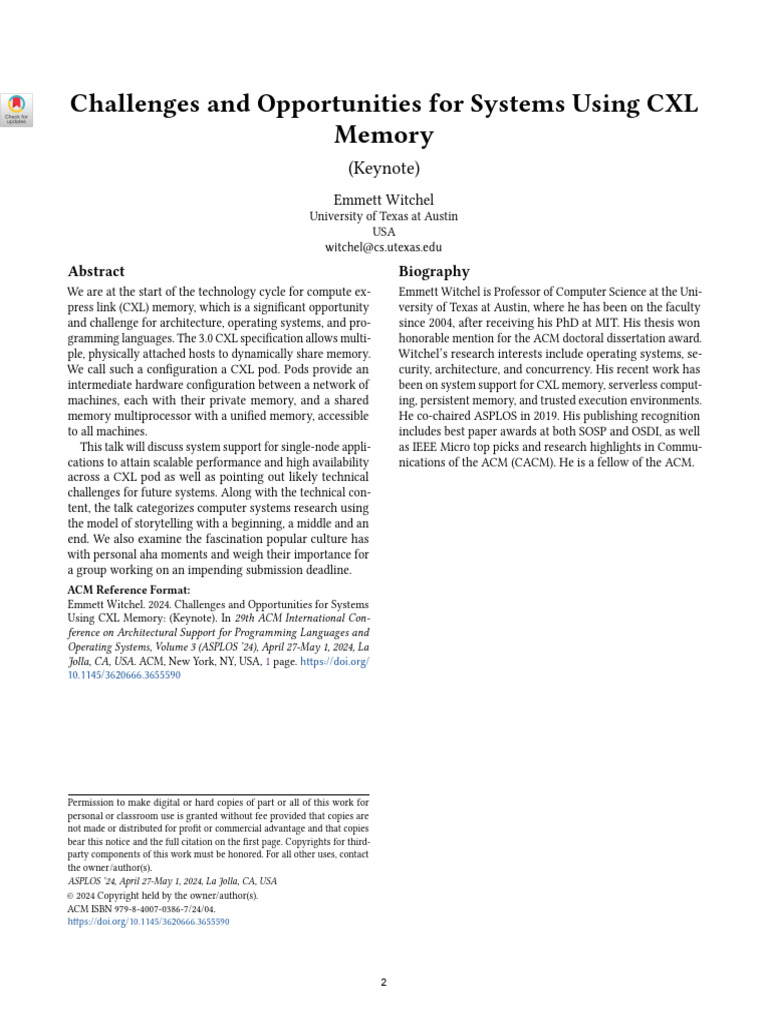 Challenges and Opportunities for Systems Using CXL | PDF | Computing | Computer Science