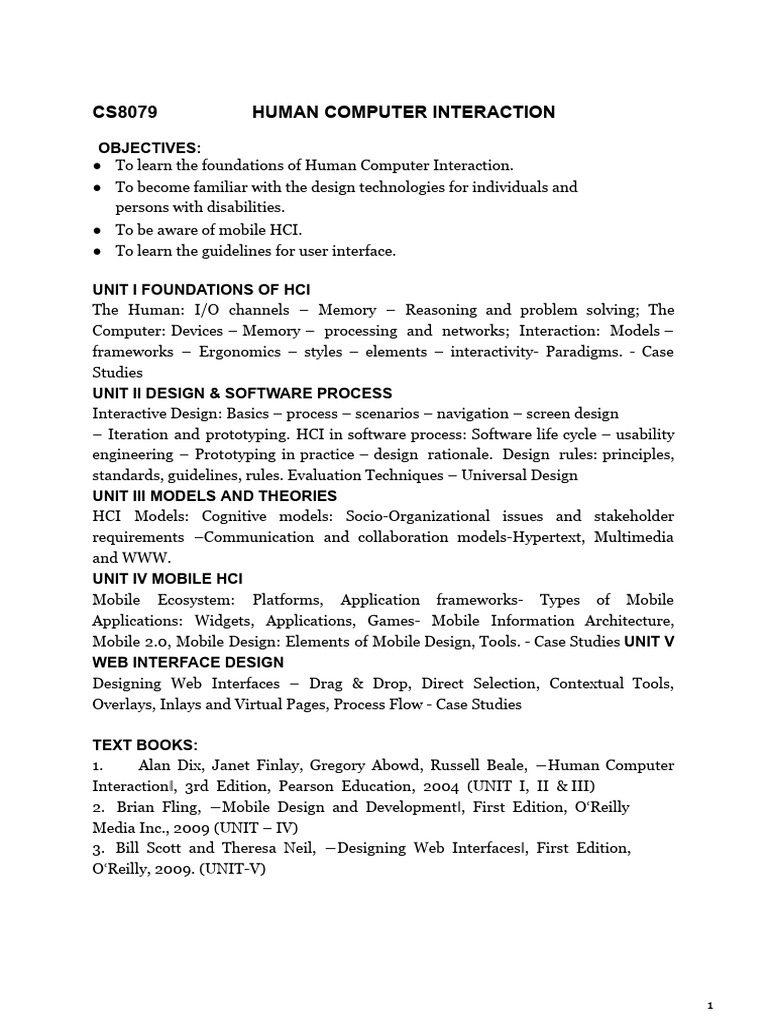CS8079 HCI QBank.doc - Google Docs | PDF | Usability | Human–Computer Interaction
