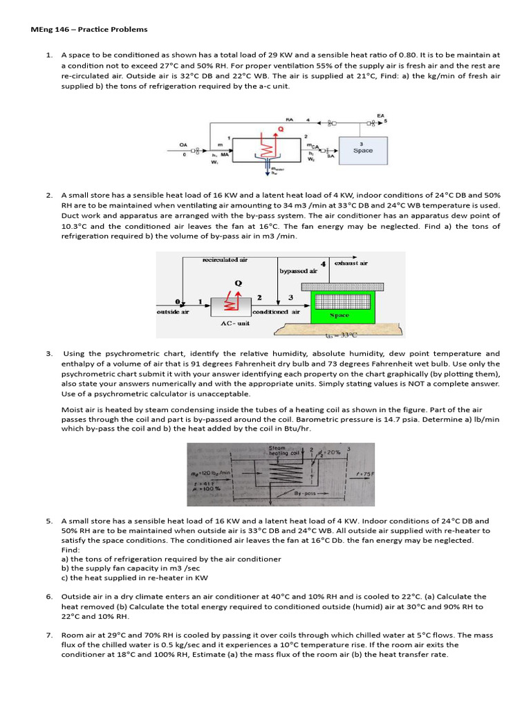 MEng 146 Practice Problems | PDF | Humidity | Air Conditioning