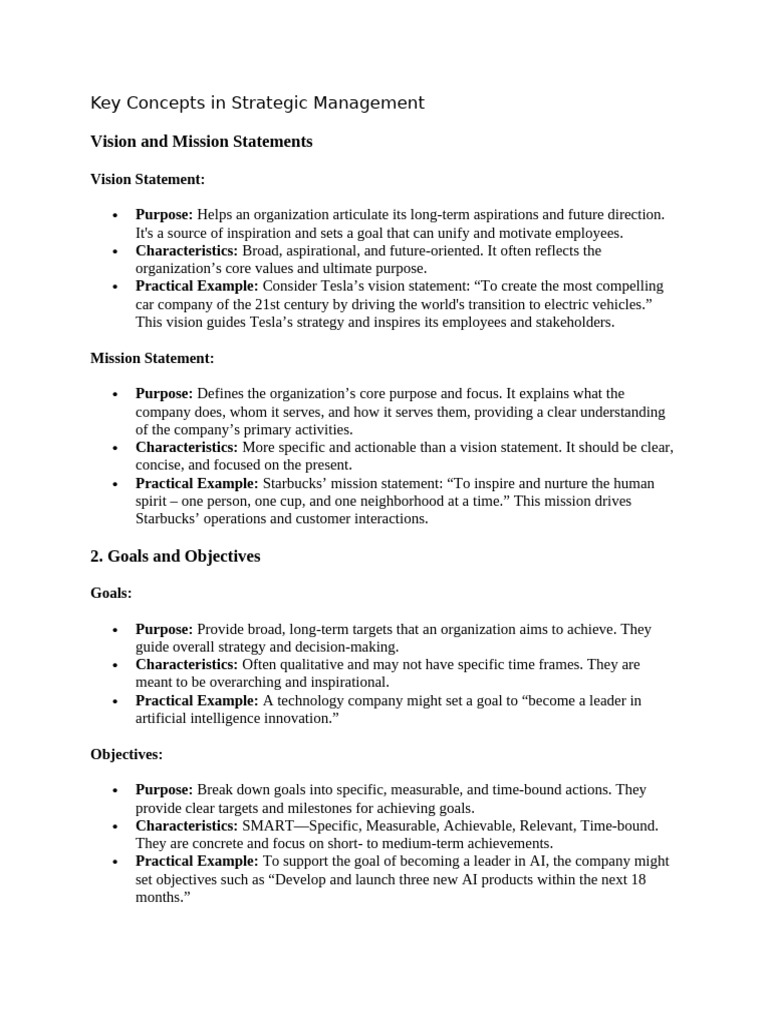 Strat MGT Reference-Mat | PDF | Strategic Management | Goal