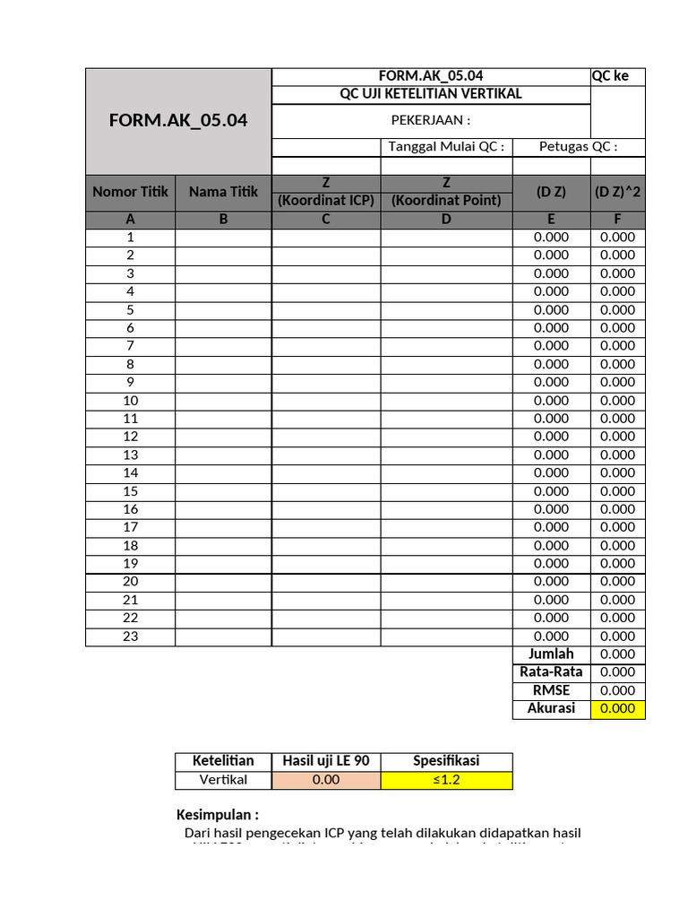 Form Uji Ketelitian LE90 | PDF