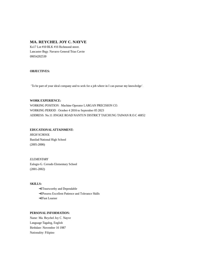 Ma Reychel Joy | PDF