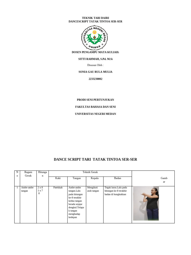 Dance Script Dairi Sonia Mulia | PDF