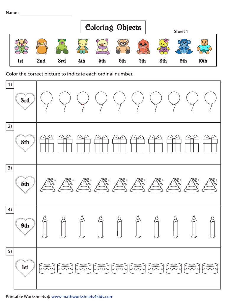 Coloring Objects Numeral1 | PDF