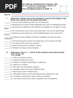 Summ Test Values Education 8 Q1 W1 | PDF | Behavioural Sciences ...
