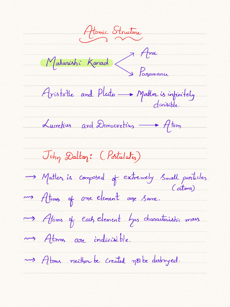 Atomic Structure Notes | PDF
