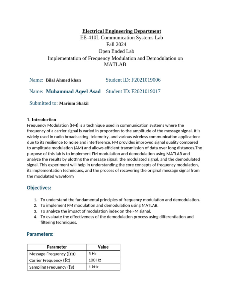 Communication Lab Open Ended | PDF | Frequency Modulation | Modulation