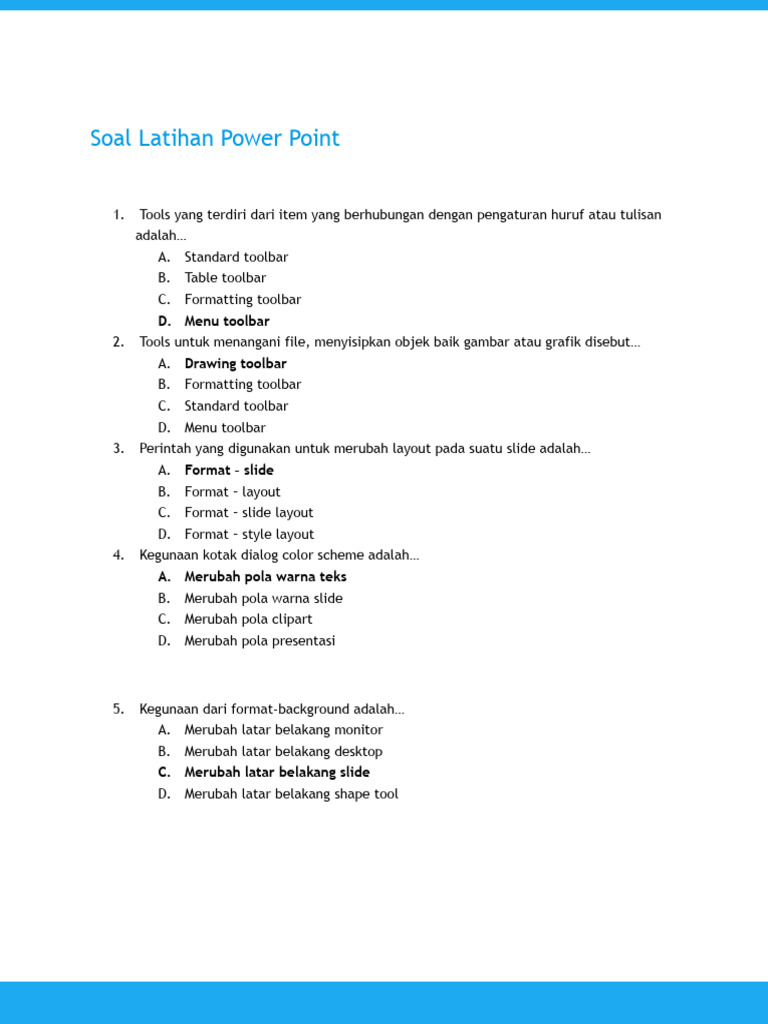 Latihan Soal MS PowerPoint 2019 | PDF
