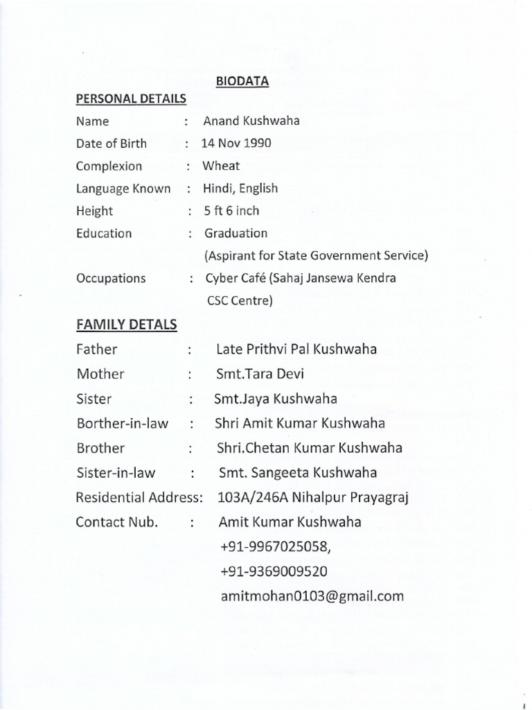 My Biodata | PDF