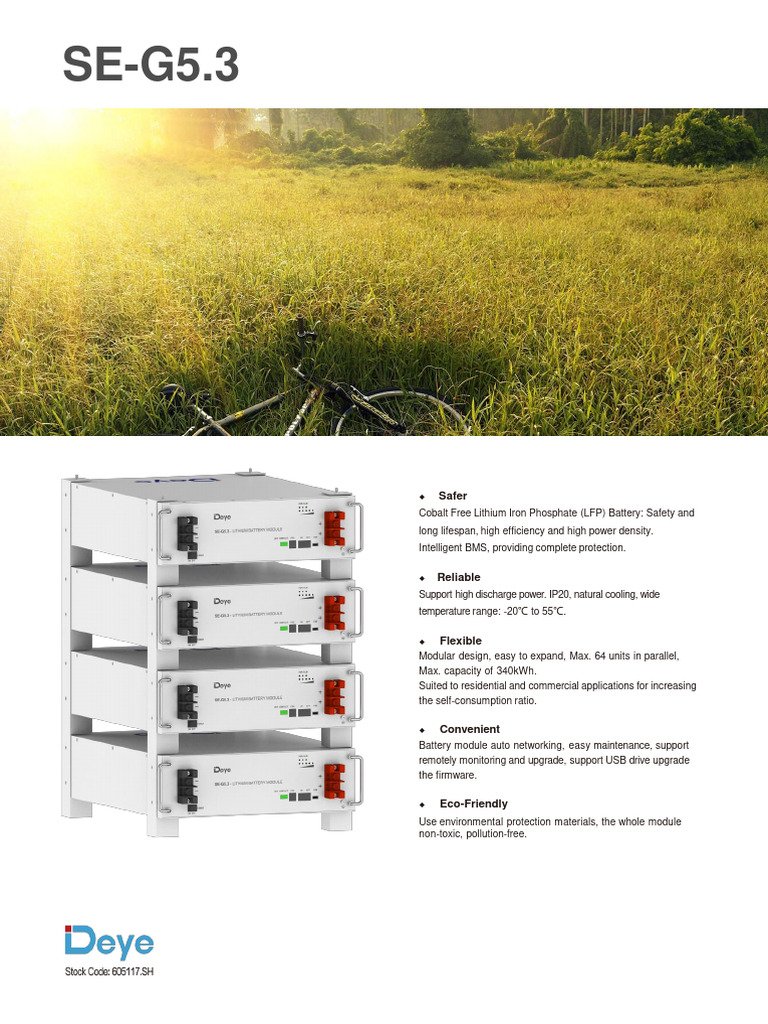 Deye-5.3kWh-Datasheet | PDF | Manufactured Goods | Electrical Engineering