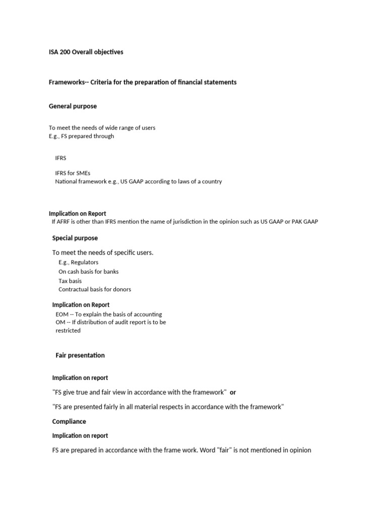 ISA 200 Overall Objectives | PDF