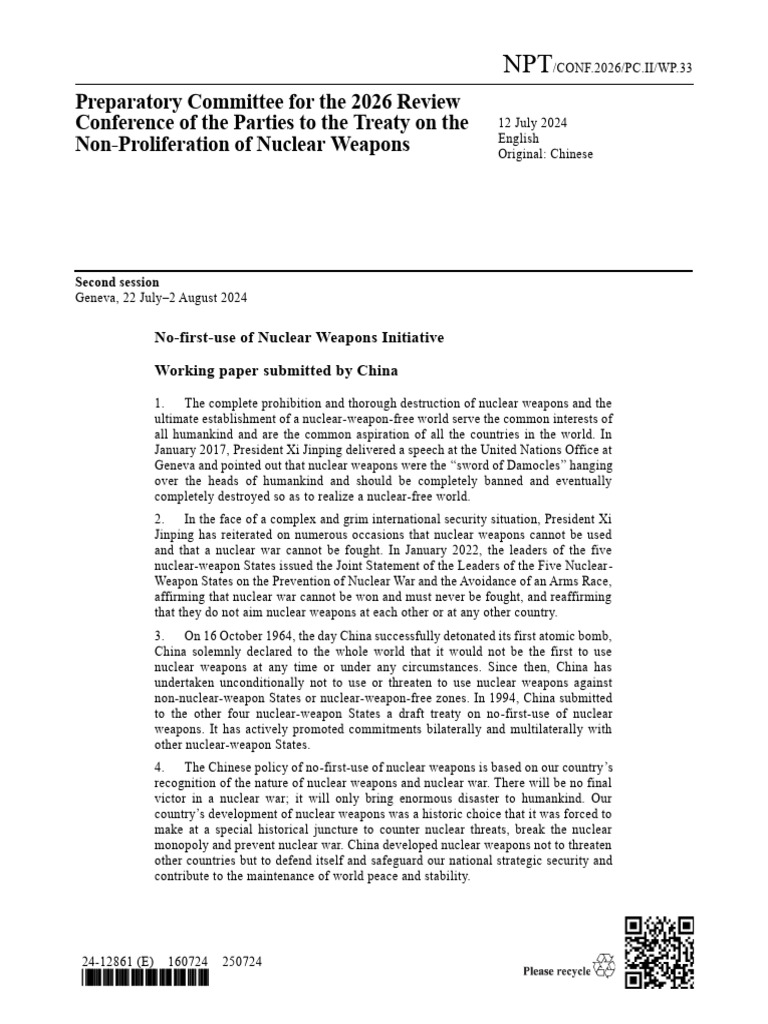 NPT Conf.2026 PC - Ii Wp.33-En | PDF | Nuclear Weapons | Treaty On The ...