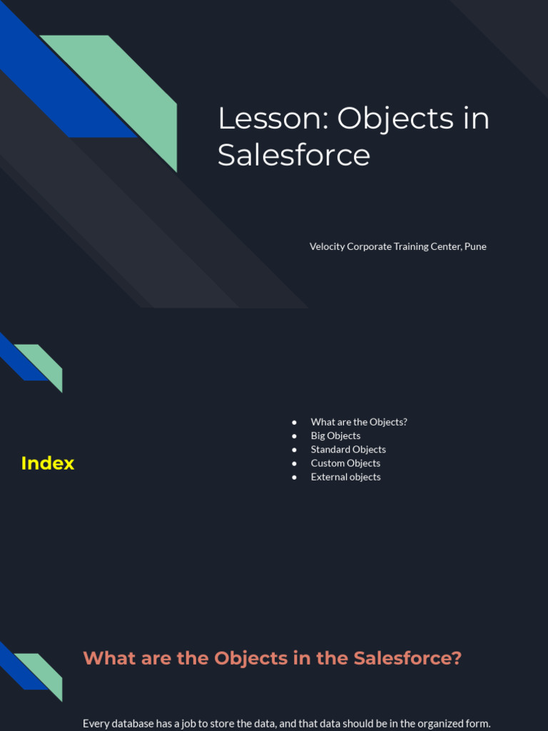 Session 1 - Objects in Salesforce | PDF | Data | Databases