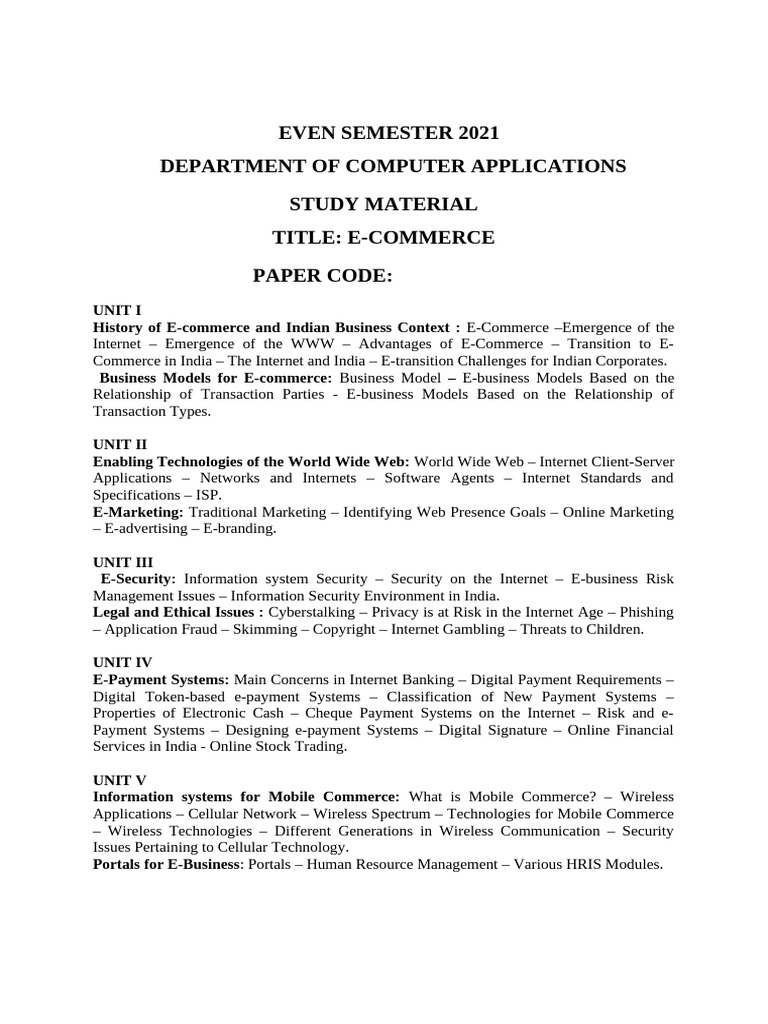 e Commerce Notes 1-3 Bca | PDF | Auction | Computer Network