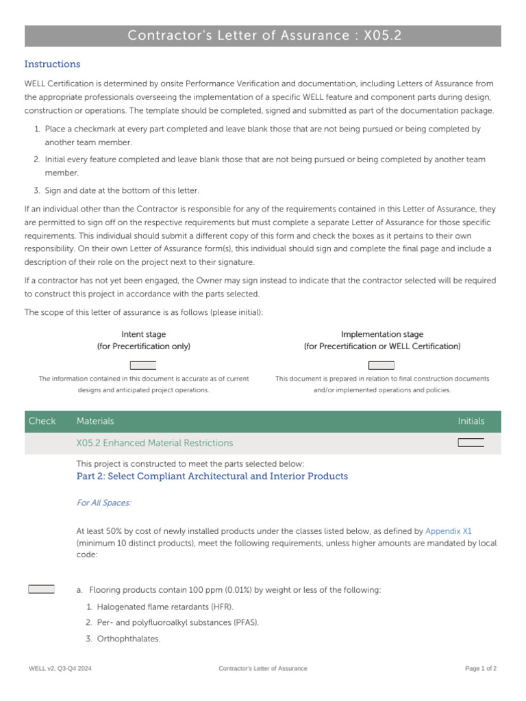 LOA Contracting for WELL Certification | PDF | Building Insulation ...