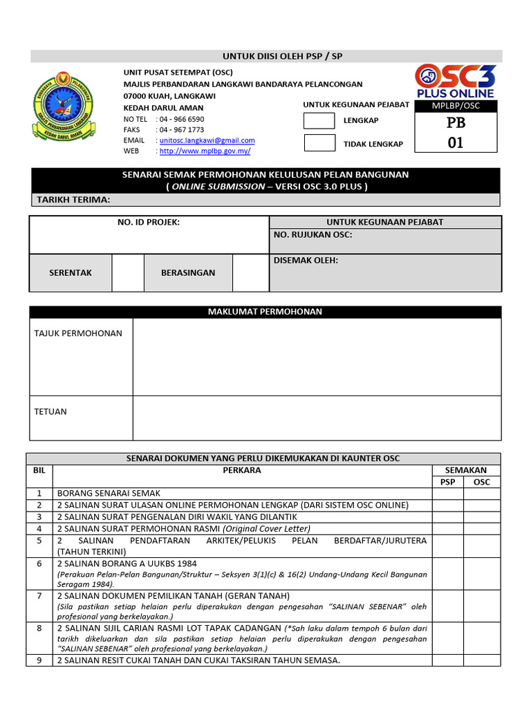 MPLBP PB 01 Pelan Bangunan Osc 3.0 Plus | PDF