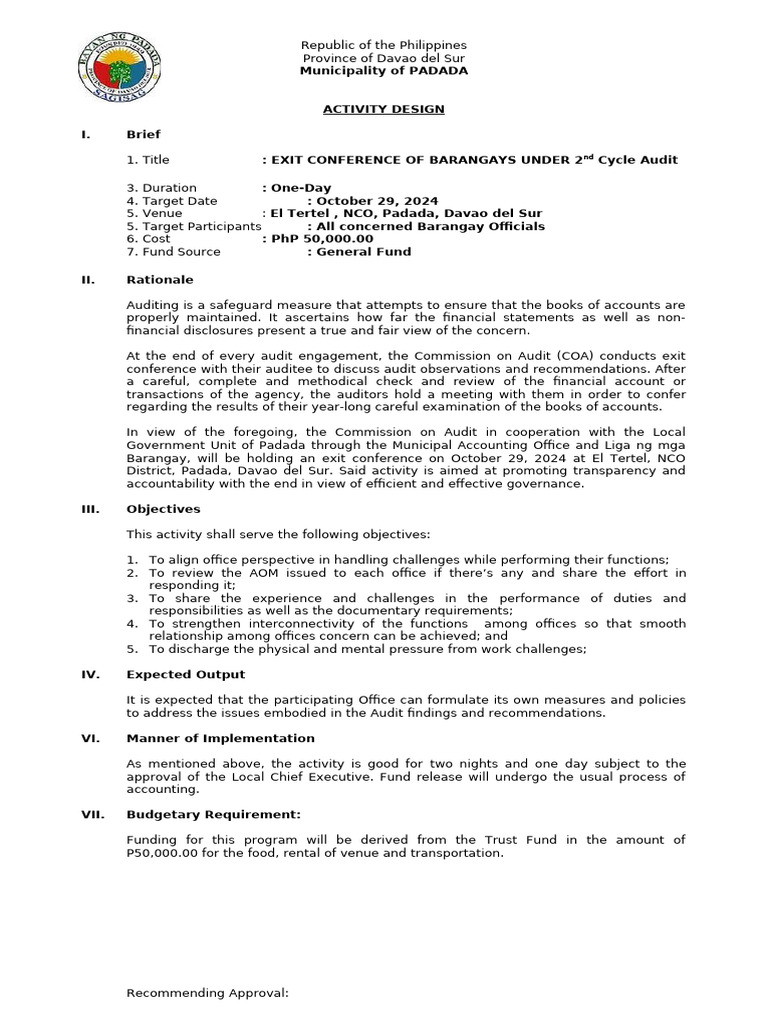 Activity Design Mpdo Macco Gso Year End Evaluation | PDF | Audit | Business