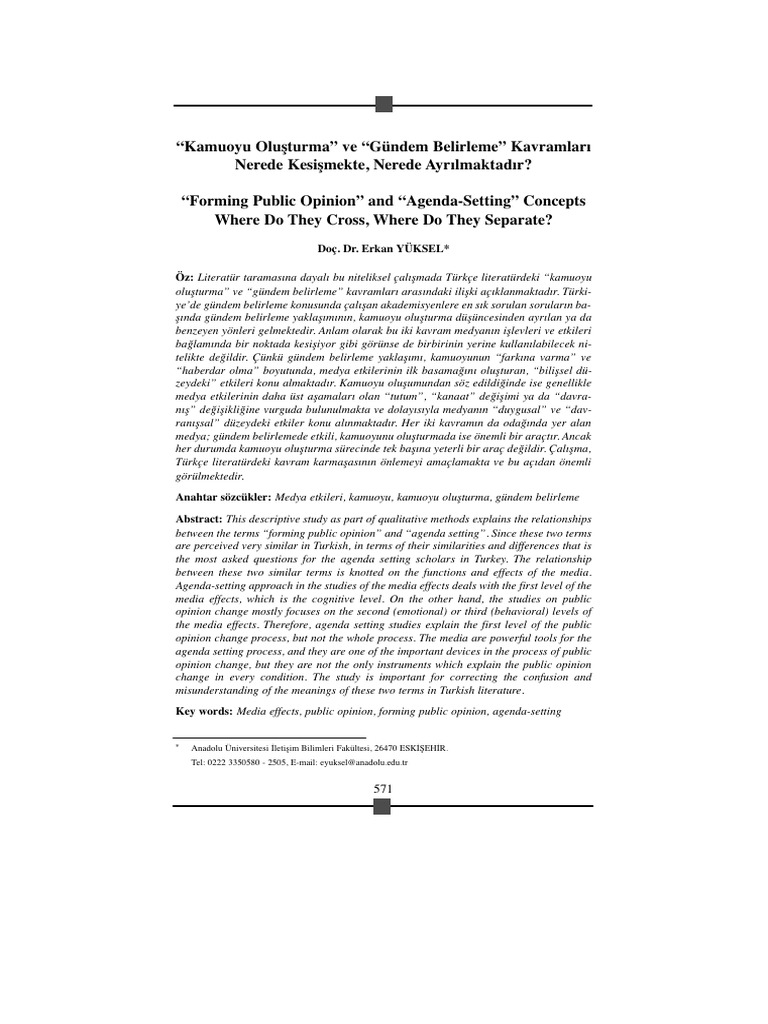 Kamuoyu Olusturma Ve Gündem Belirleme | PDF