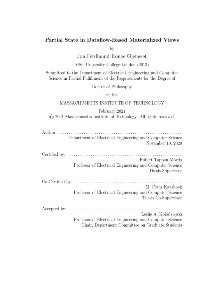 partial state in dataflow-based materialized views | PDF | Databases | Cache (Computing)