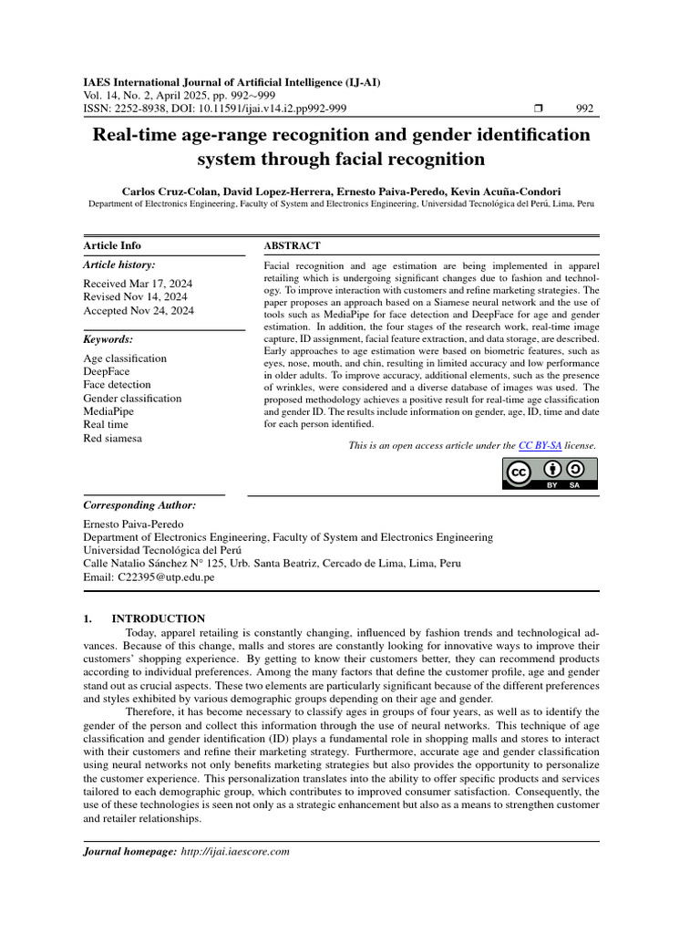 Real-Time Age-Range Recognition and Gender Identification System Through Facial Recognition ...