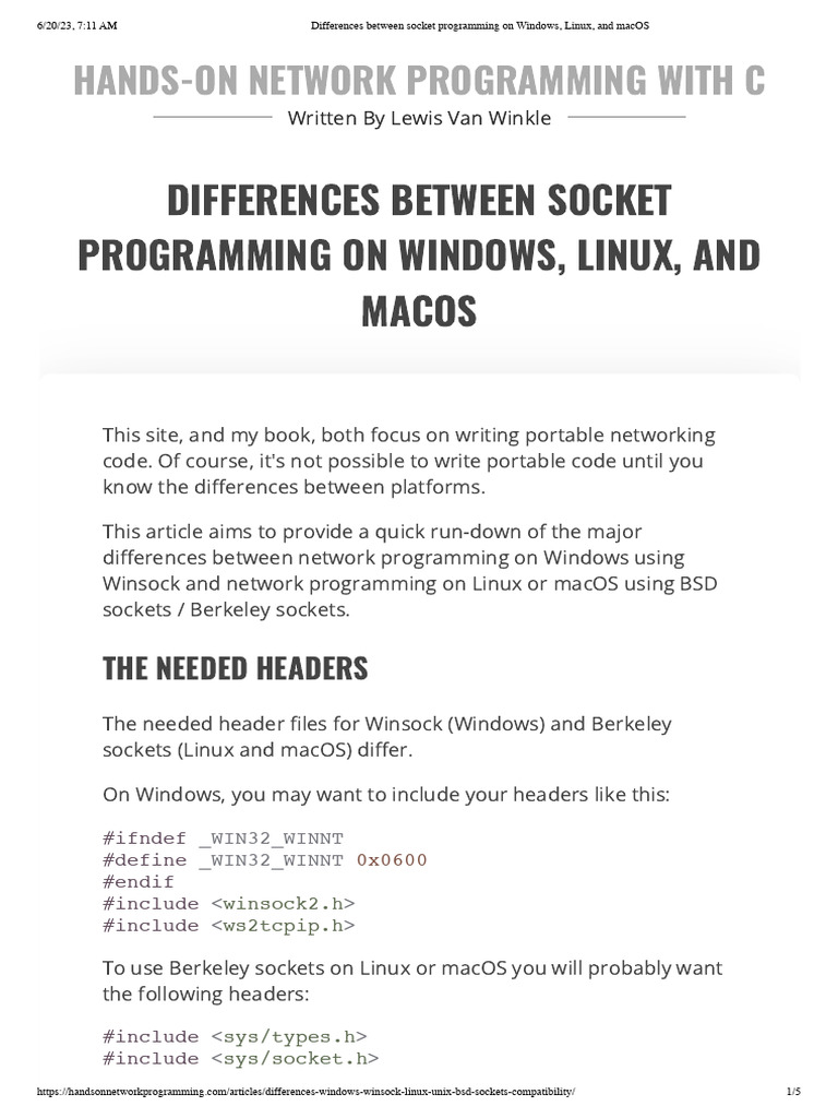 Differences Between Socket Programming On Windows, Linux, and macOS | PDF | Computer Programming ...